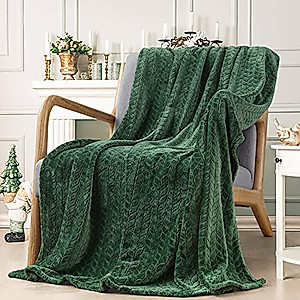 inhand Fleece Throw Blankets, Super Soft Flannel Cozy Blankets for Adults, Washable Lightweight Fuzzy Blanket for Couch Sofa Bed Office, Throw Size Warm Plush Blankets for All Season (50"×60", Green)