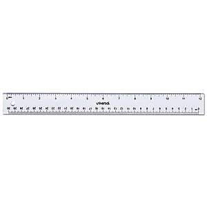 Universal UNV59022 12 in. Plastic Standard/Metric Ruler - Clear