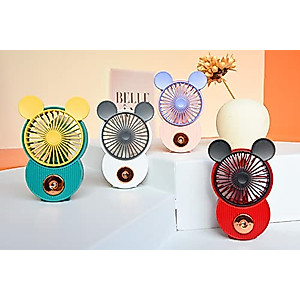 LACOVIA Cute Mickey Misting Mini Fan, Handheld Portable USB Rechargeable Fan with 3 Adjustable Speeds, Foldable Personal Fan For Travelling(Red&Pink)