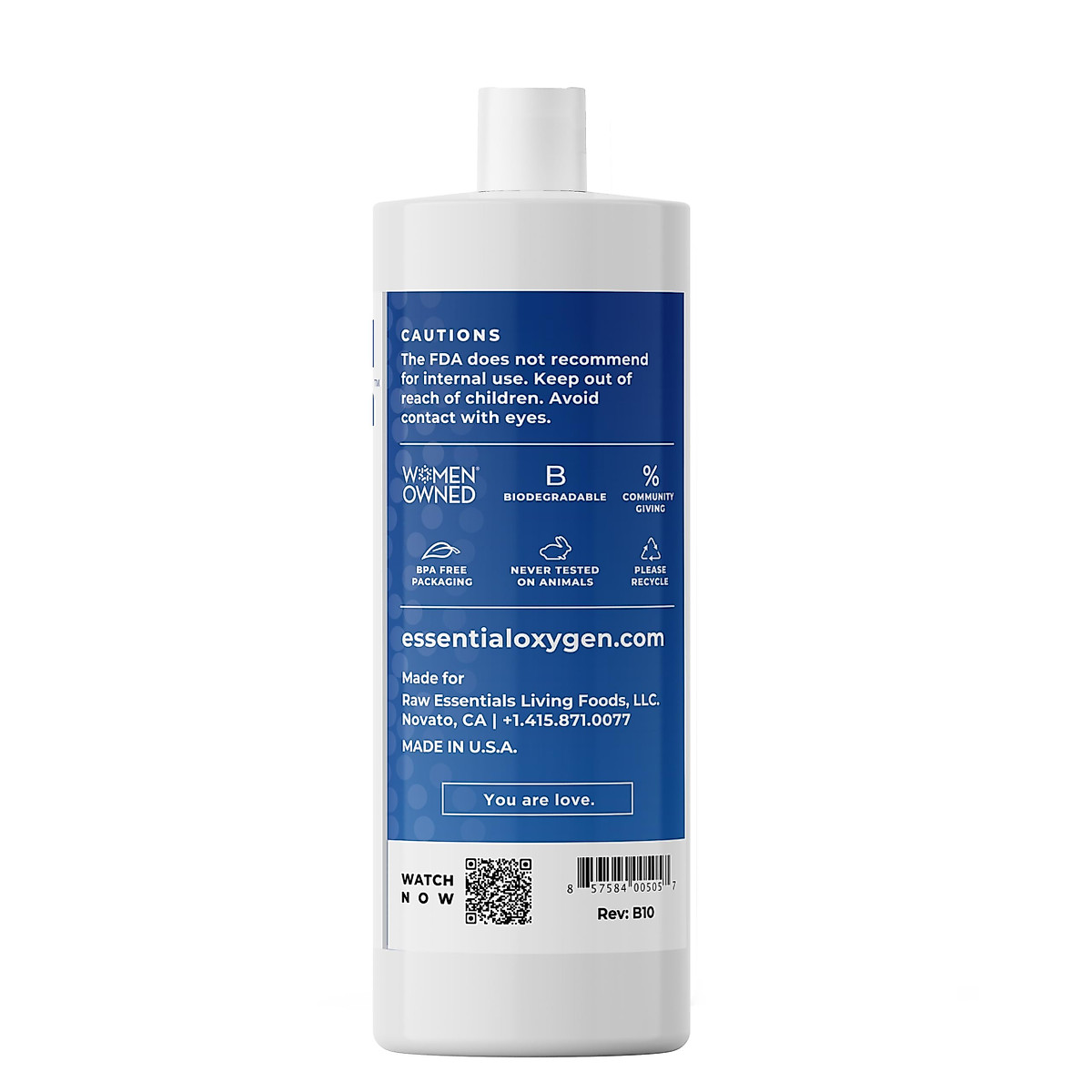 Essential Oxygen Food Grade Hydrogen Peroxide 3%, Natural Cleaner, Refill, 32 Fl Oz