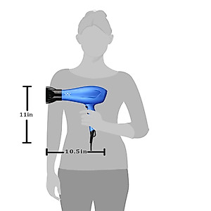 VAV Blow Dryer 1875W Negative Iron Professional Hair Dryer 2 Speed 3 Heat Settings Cool shot Button DC Motor Blue