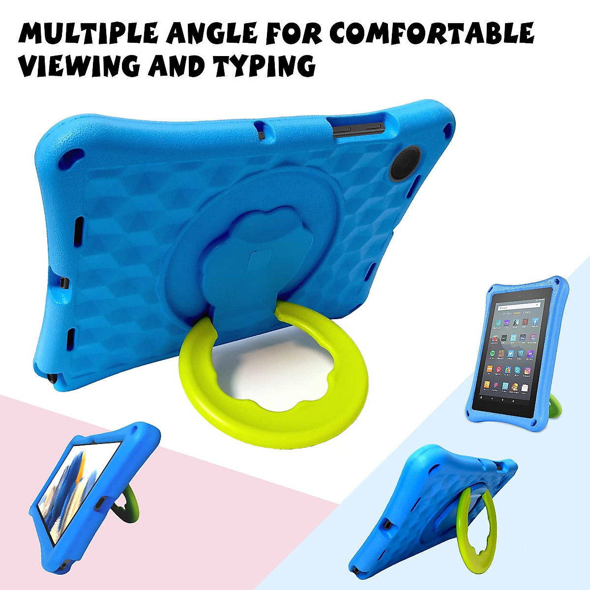 Riaour Case Fits Samsung Galaxy Tab A8 10.5 inch 2022 SM-X200/SM-X205/SM-X207,Lightweight EVA Kids Friendly Shockproof 360 Rotating Grip Handle Folding Stand Cover Fit Samsung Tablet A8 Case-Blue