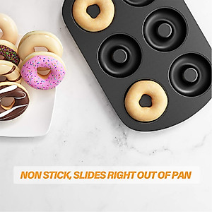 Tiawudi Non-Stick 6-Cavity Donut Baking Pans, Makes Individual Full-Sized 3 1/4" Donuts, Set of 2