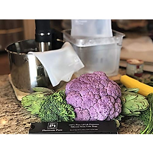 Platinum Pure - Large Reusable Sous Vide Bags - Set of 2 BPA Free Bags for Sous Vide Cooking - 100% Pure LFGB Platinum Silicone with no Fillers - Compatible with all immersion circulators, including Joule, Anova, ChefSteps, Kitchen Gizmo, Gramercy Kitchen