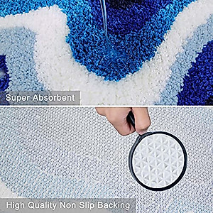 Seavish Cute Cloud Bathroom Rugs Non Slip Washable Soft Shag Novelty 2'x3' Area Rug Blue White Abstract Bath Shower Mat Kids Nursery Rug Door Mat Entryway Rug Room Decor for Bedroom Playroom Restroom