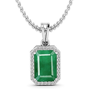 LMDPRAJAPATIS Natural Lab Certified original 7.50 Carat Colombian Emerald Panna Jwelery beautiful Pendant for 925 Sterling Silver Gift Her Everywear pendant