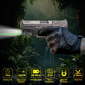 Lasercross CL105 New Magnetic Charging Internal Green Laser Sight & Picatinny Flashlight Laser Combo with Rechargeable Battery Inside,Tactical Gun Light Laser Used for Most of Handguns and Rifles