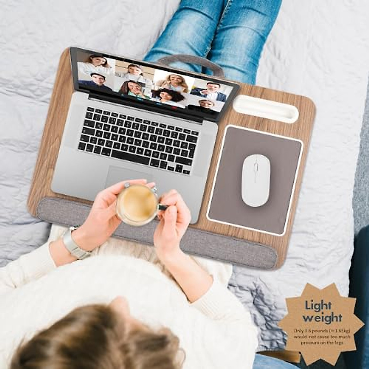SFANDFF Lap Desk Laptop Table Removable Laptop Holder Small Table Including Mouse pad Built-in Tablet and Mobile Phone Holder for 13-inch Computers (21.6x14.1in)