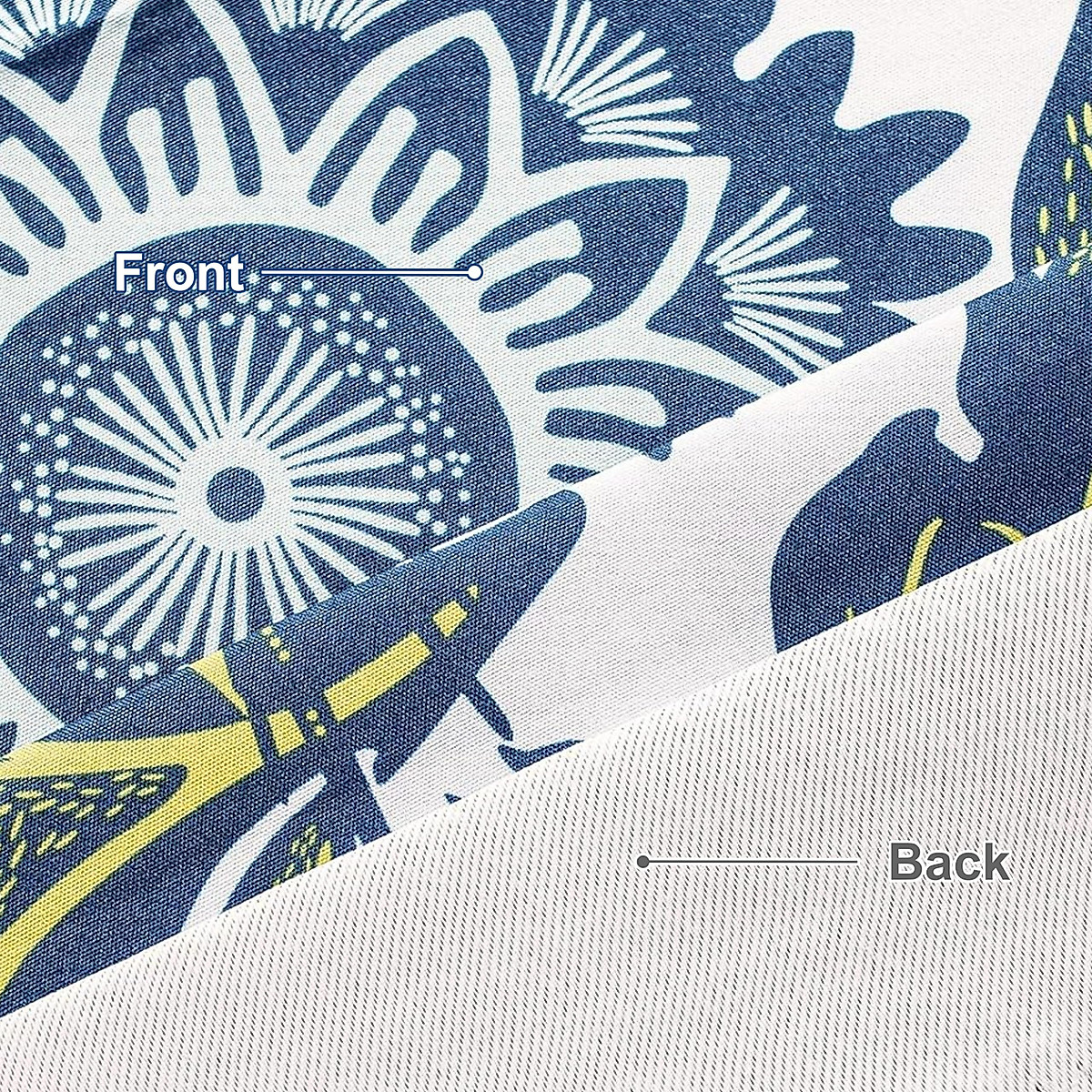 DriftAway Bird Tree Floral Flower Leaf Lined Thermal Insulated Energy Saving Window Curtain Valance for Living Room Bedroom Kitchen 2 Layer Rod Pocket 52 Inch by 14 Inch Plus 2 Inch Header Navy