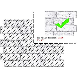 Sample for Display Purpose only. Retro-Art 3D Wall Panels, Old Brick in White, PVC, 7"x10", 571OG (Sample)