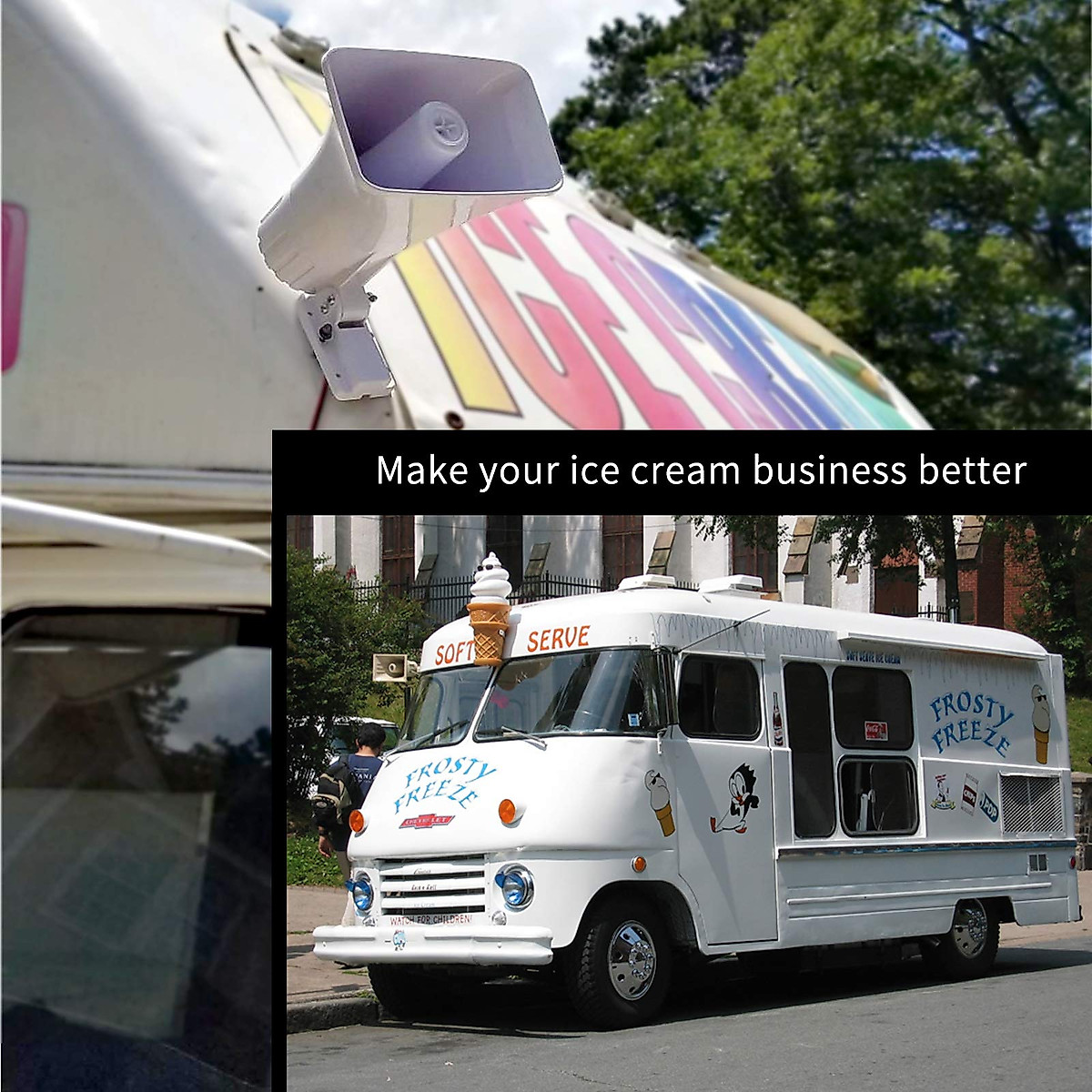 KLLsmDesign 30W Alarm Siren ,Dual Tone Outdoor Self Contained Electric Security Ring Siren with Bracket，6-12V DC 1.1Ah 130db 8 X 5.5 X 9 Inch for Car Home Doorbell Security Protection System,White