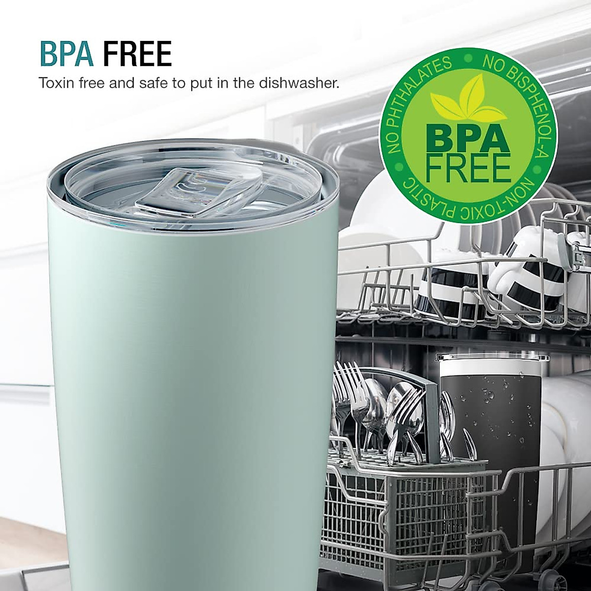 JURO Tumbler 20 oz Stainless Steel Vacuum Insulated Tumblers w/Lids and Straw [Travel Mug] Double Wall Water Coffee Cup for Home, Office, Kitchen Outdoor ideal for Ice Drinks/Hot Beverage - Mint