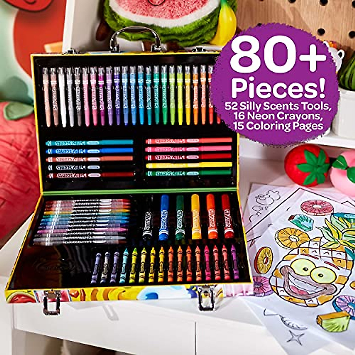 Crayola Silly Scents Inspiration Art Case, 80+ Art Supplies, Easter Gift for Kids, Ages 5, 6, 7, 8 [Amazon Exclusive]
