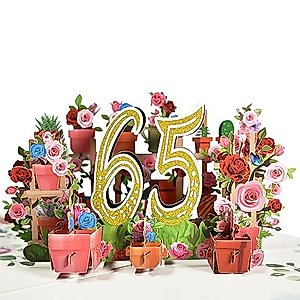GREETING ART Happy 65th Birthday Pop Up Card,65th Bday Anniversary Card for Him Her,65th Birthday Card, 65th Birthday Gifts for Women Men,Birthday Cards for 65 Year Old Mom Dad