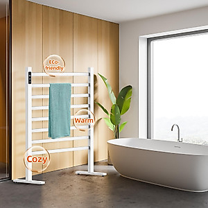 Towel Warmer Rack with Timer and Temperature Control Electric Heated Freestanding Towel Heater with Overheat Protection for Bathroom Rack with 8 Bars