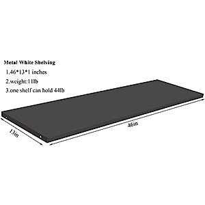KINYING Metal Laminate Shelving for 26 Cu.ft Horizontal Storage Shed, One Shelf to Hold 44 lbs, 46 in * 13 in, One Piece in The Package with 4 Screws, 11LBS