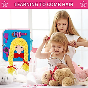 Rebala Busy Board Montessori Toys for Toddlers Sensory Toys Gifts for 1 2 3 4 Year Old Boys & Girls Preschool Toddler Activities Educational Travel Toy Learning Basic Dress Skills(Girl)