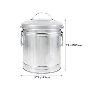 WRITWAA 1Pc Creative Desktop Iron Wastebasket, Decorative Bucket Shaped Rubbish Bin with Cover, Small Trash Bin Bedside Garbage Can Trash Bin for Vanity, Bedroom, Kitchen