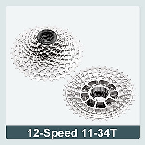 Rwlre Bicycle Freewheel,CNC Road Bike 12/11s Ultralight Freewheel 11-28/32/34/36t Bicycle Cassette Flywheel 12 Speed (Color : Silver 12S 11-34T)