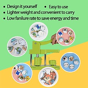 ZKGRAND Upgrade Version Button Maker Machine(Green) 32mm(1¼ in),DIY Pin Button Maker Press Machine Kit,Badge Punch Press Machine with Free 100pcs Button Parts&Pictures&Circle Cutter&Magic Book