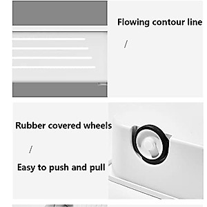 Under with Wheel Sink Shelves Sliding Drawer Organizer for Cabinet Pantry with Dividers Slide Out Spice Rack for Bathroom & Kitchen (Color : White)