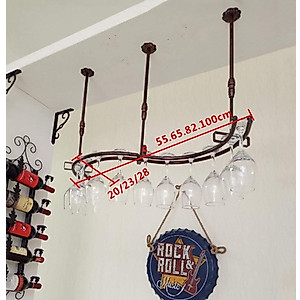 FOVKP Wine Display Rack,Suspension Hanging Wine Glasses Holder Goblet Shelf,Wine Stemware Rack Red Wine Cup Holder Hanging Upside Down Goblet Holder for Home Kitchen Bar,Wrought Iron Win