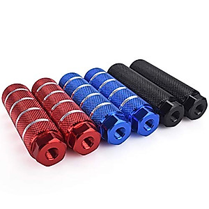 4 PCS Bike Foot Pegs, 4 inch Length Aluminum Alloy Cylinder Anti-Skid Fit 3/8 inch Axles (BLACK)