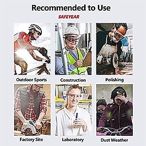 SAFEYEAR Women Safety Glasses Anti Fog Lens,HD Clear Scratch Resistant Work Glasses with Adjustable Straps for Lady, No-Slip Grips,VU Protection for DIY, Lab, Welding,Chemistry(Pink)