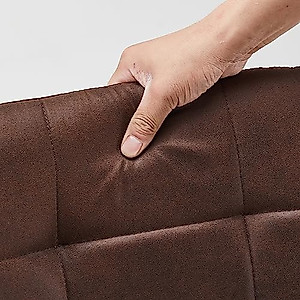 CLIPOP Modern Kitchen Dining Chairs Set of 2, Mid Century Modern Dining Chair with Upholstered Seat, Metal Leg, Armless Living Room Accent Chair, Kitchen Side Chair for Lounge Guest, Brown