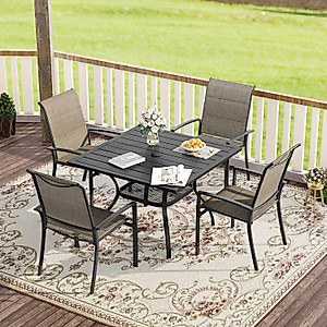 VICLLAX Stackable Patio Chairs Set of 2, All Weather Metal Outdoor Dining Chairs with Padded Foam for Lawn, Garden, Poolsides, Black Finish Frame