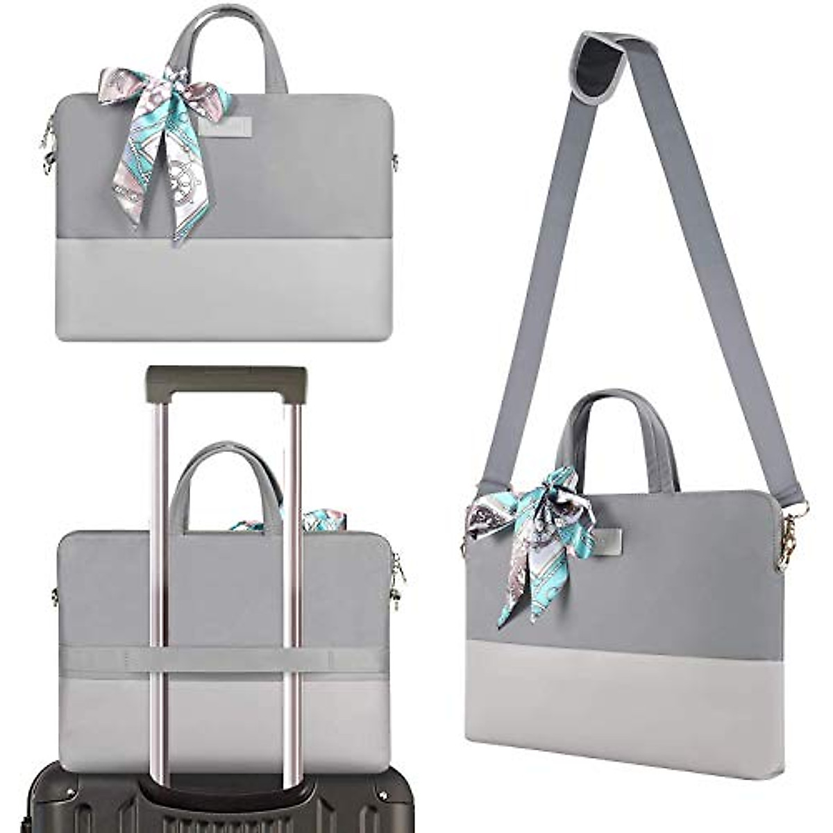 Laptop Bag for Women 13.3-Inch Carrying - Computer Bag Laptop Case Shoulder Slim Work Travel (Grey)
