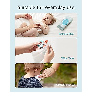 Baby Wipes, Momcozy Water Wipes-Extra Large Size Design, 99% Water Based Wipes & a Drop of Coconut Extract, Cleansing & Moisturizing Baby Wipes for Sensitive Skin, Unscented, 240 Count (4 packs)