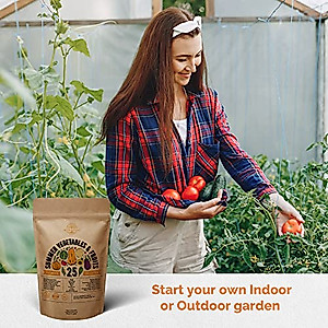 25 Summer Vegetable & Fruit Seeds Variety Pack for Planting Outdoors and Indoor Home Gardening 1500+ Non-GMO Heirloom Veggie & Salad Green Seeds: Collards Tomato Pepper Okra Onion Bean Cucumber & More
