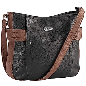Fox Valley Traders B.Amici™ Emily RFID Essential Leather Shoulder Bag, RFID Lining, Black