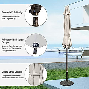 Abba Patio 9ft Patio Umbrella Market Outdoor Table Umbrella with Auto Tilt and Crank for Garden, Lawn, Deck, Backyard & Pool, 8 Sturdy Steel Ribs, Beige