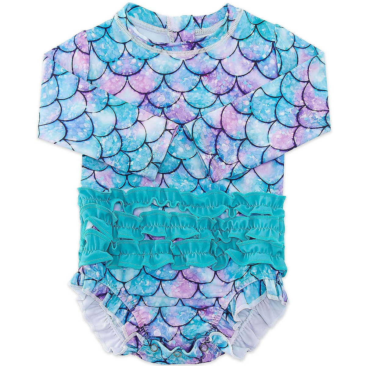 BFUSTYLE Baby Toddler Girls Long Sleeve One Piece Mermaid Swimsuit with UPF 50+ Sun Protection Purple Aqua Mint Lavender Jasper 3-6 Months