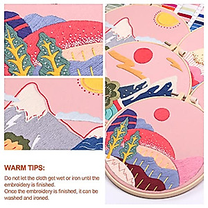 GEZHOUBA 4 Set Embroidery Starters Kit with Pattern for Beginners, DIY Cross Stitch Kit for Adults with Mountains Pattern,Embroidery Kit for Beginners Included Embroidery Hoops Threads Needles