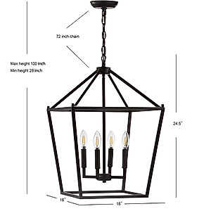 JONATHAN Y JYL7437A Pagoda Lantern Dimmable Adjustable Metal LED Pendant Classic Traditional Farmhouse Dining Room Living Room Kitchen Foyer Bedroom Hallway, 16 in, Oil Rubbed Bronze