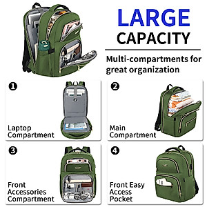 Travel Laptop Backpack, Business Anti Theft TSA Friendly Laptops Backpack with USB Charging Port,Durable Water Resistant College School Computer Bag Gifts for Men & Women Fits 15.6 Inch Notebook,Black