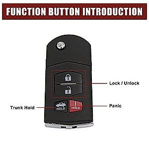 uxcell New Smart Remote Flip Key Fob Shell Case 4 Button for Mazda 3 5 6 RX-8 CX-7 CX-9 2007-2010