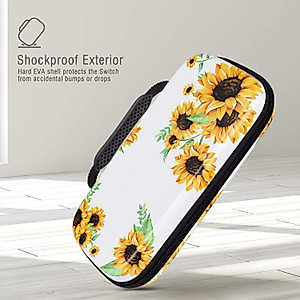 Lokigo Carry Case Compatible for Nintendo Switch/Switch OLED, Protective Travel Switch Carrying Case for Boys Girls with 16 Game Card Slots for Console & Accessories, Sunflower