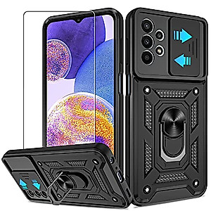 ATUMP Samsung A23 Case, Galaxy A23 5G/4G Case with HD Screen Protector, Heavy Duty Shockproof Protective Case with Magnetic Car Mount Ring Stand [Military Grade] Protective Case, Black