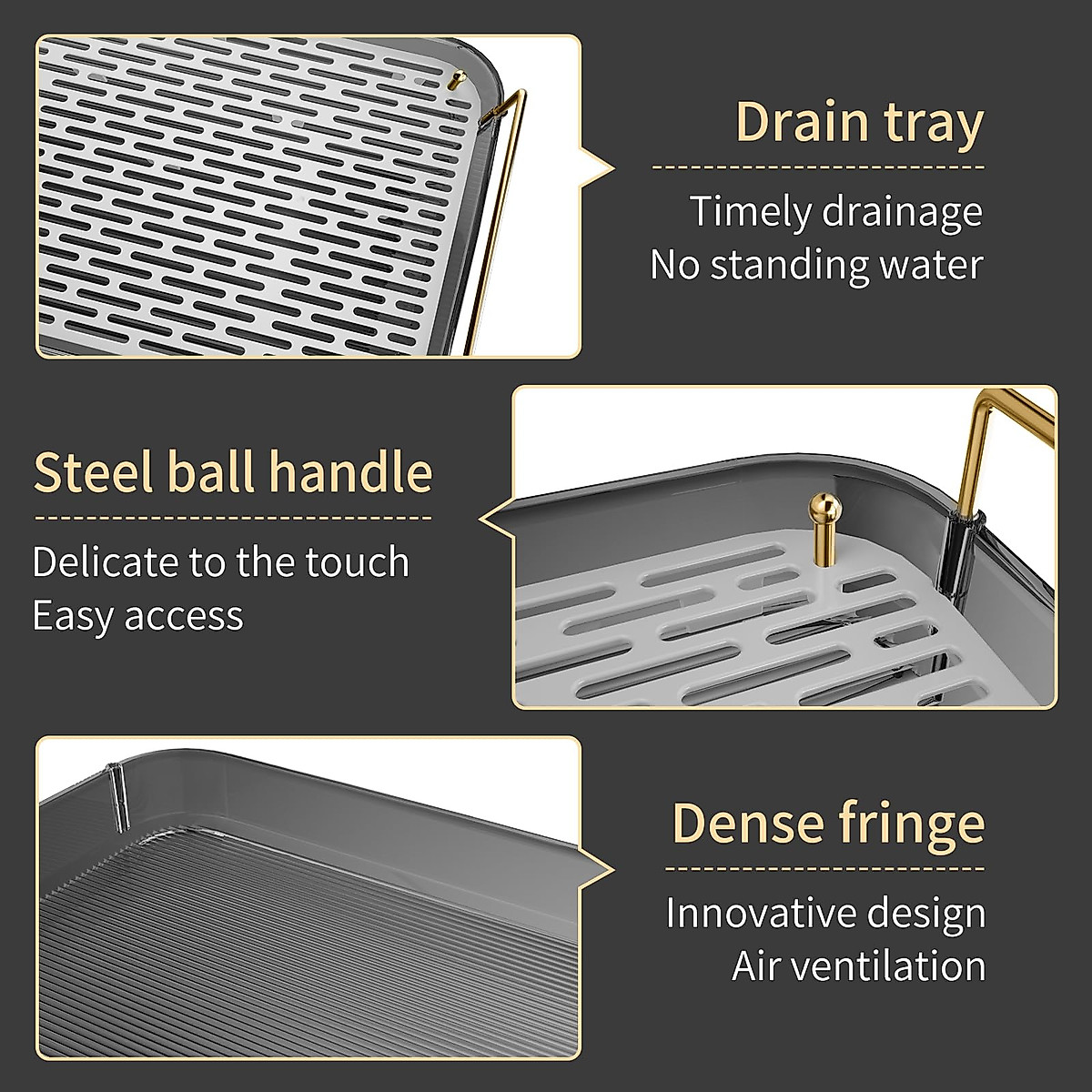 Seoneiro Whiskey Tray, Glass Cup Rack, Mug Holder, Coffee Cup Organizer, Bathroom Countertop Organizer Organizer with Drain Board Wine Glass Decorative Organizer, Food Tray, Kitchen Spice Rack