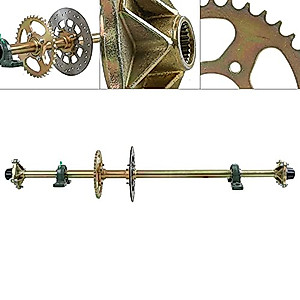 Futchoy 44" Rear Live Axle Complete Kit Go Kart Axle 44 inch with Pillow Block + Sprocket + Brake Disc + 4 Bolt Hub for ATV Quad Go Kart Golf Cart
