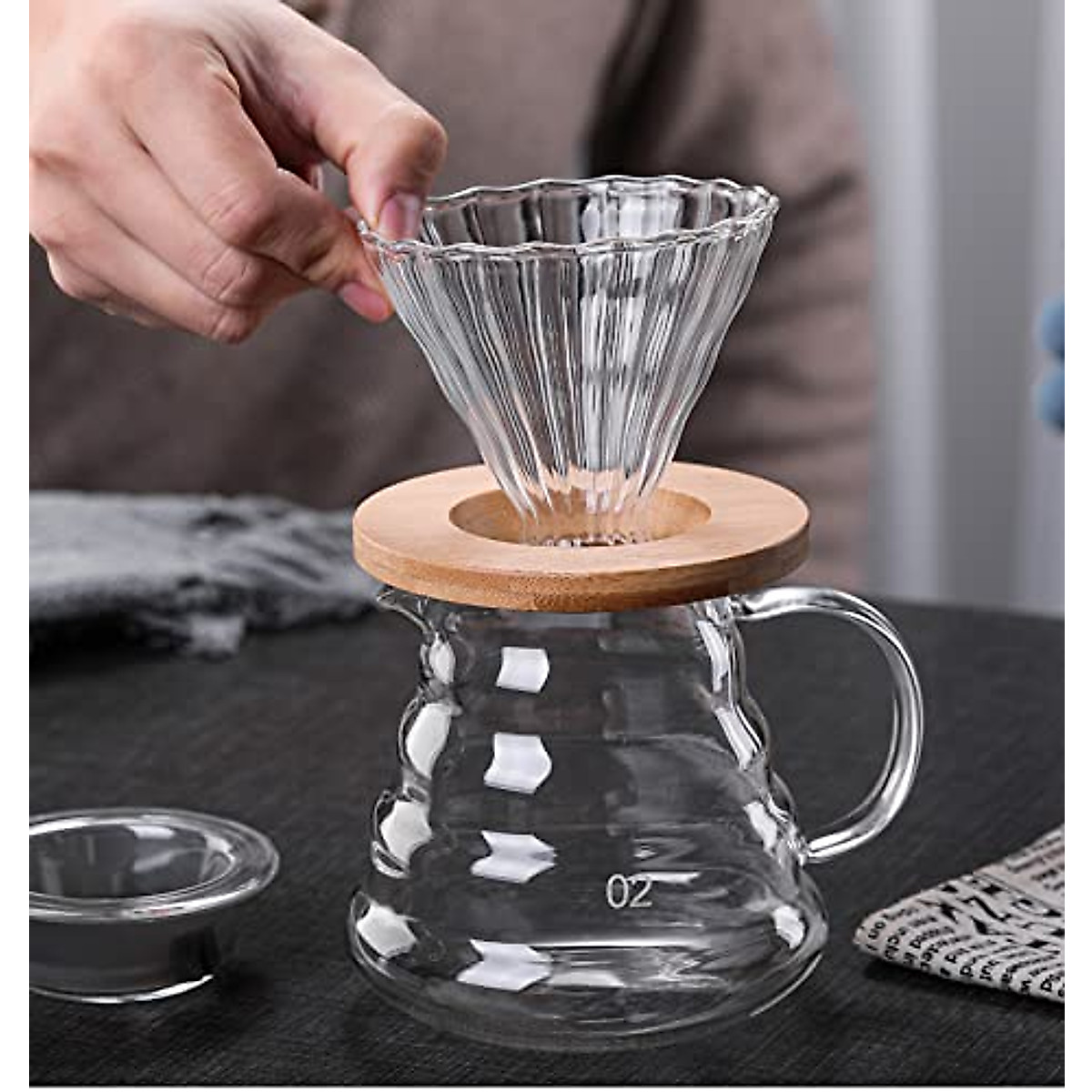 COFISUKI Pour Over Coffee Maker - 20 OZ /600ML Coffee Server with Glass ...