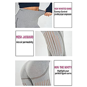 Redqenting High Waisted Seamless Leggings for Women Tummy Control, Squat Proof Workout Yoga Pants Gray