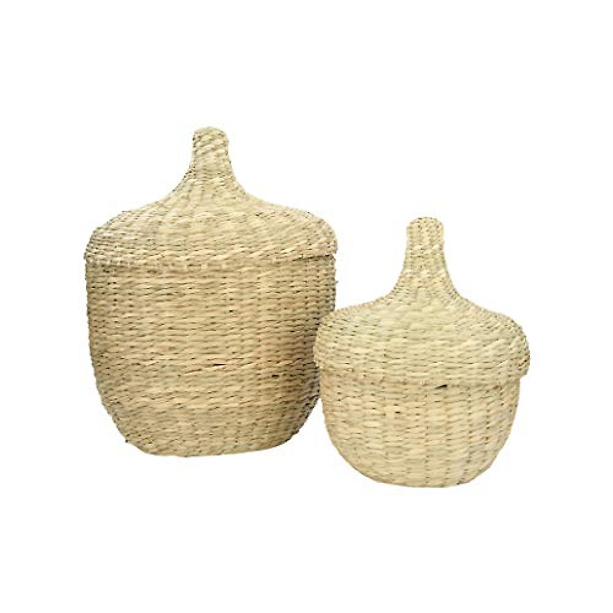 Creative Co-Op Handwoven Seagrass Lids (Set of 2 Sizes) Baskets, Beige