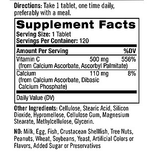 Natrol Easy-C Immune Health, Dietary Supplement, Supports Immune Health with High-Potency Antioxidant Vitamin C, Tablets, 500 mg, 120 Count