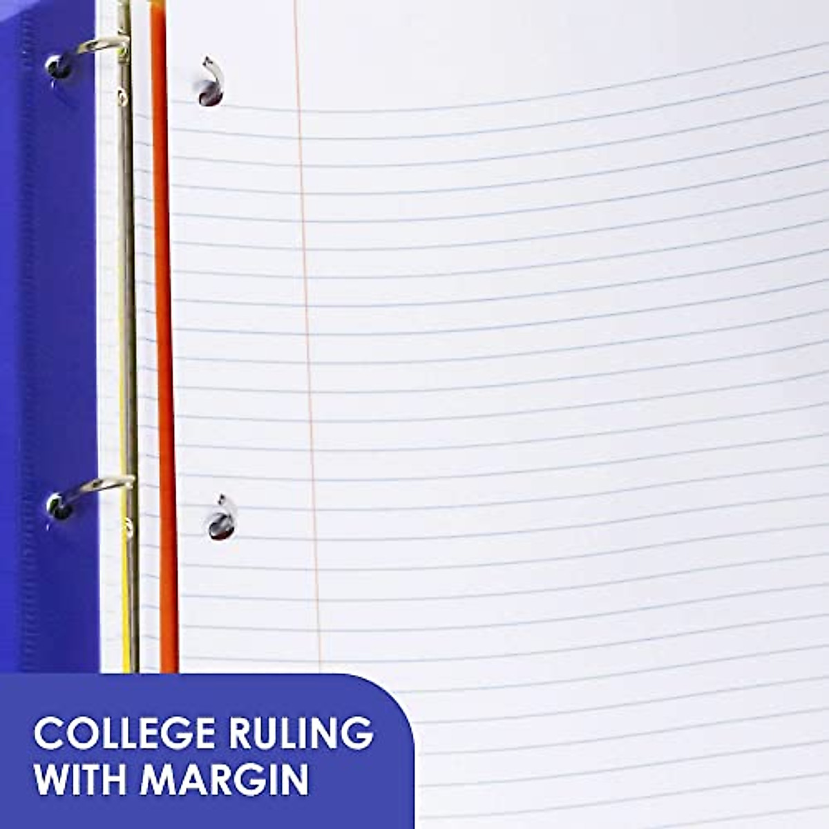 BAZIC Filler Paper Loose Leaf Papers 100 Sheet, College Ruled 3 Hole Punched for Ring Binders, for Office School Student Writing, 1-Pack