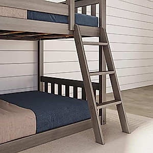 Max & Lily Solid Wood Twin over Twin Size Low Bunk Beds for Kids with Slide and Ladder, 400 lbs Weight Capacity, 14" Safety Guardrail, Anti-Slip Steps, Clay